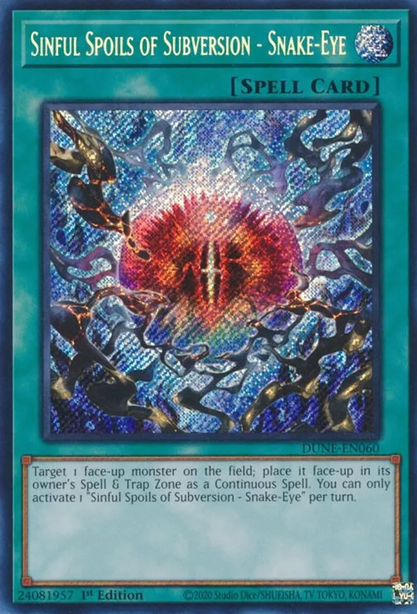 Sinful Spoils of Subversion - Snake-Eye - DUNE-EN060 - Secret Rare 1st ...