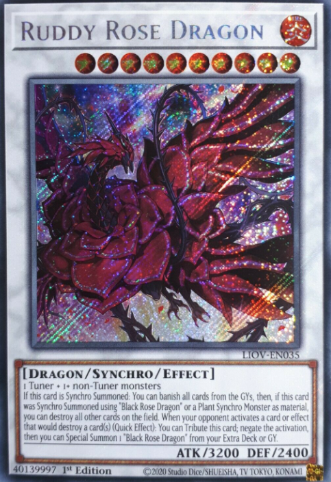 Ruddy Rose Dragon - LIOV-EN035 - Secret Rare 1st Edition – Essential Cards